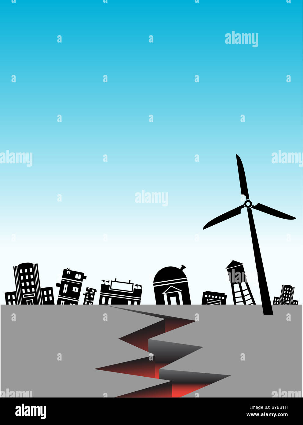 3D image depicting an earthquake occurring at a big city Stock Photo ...