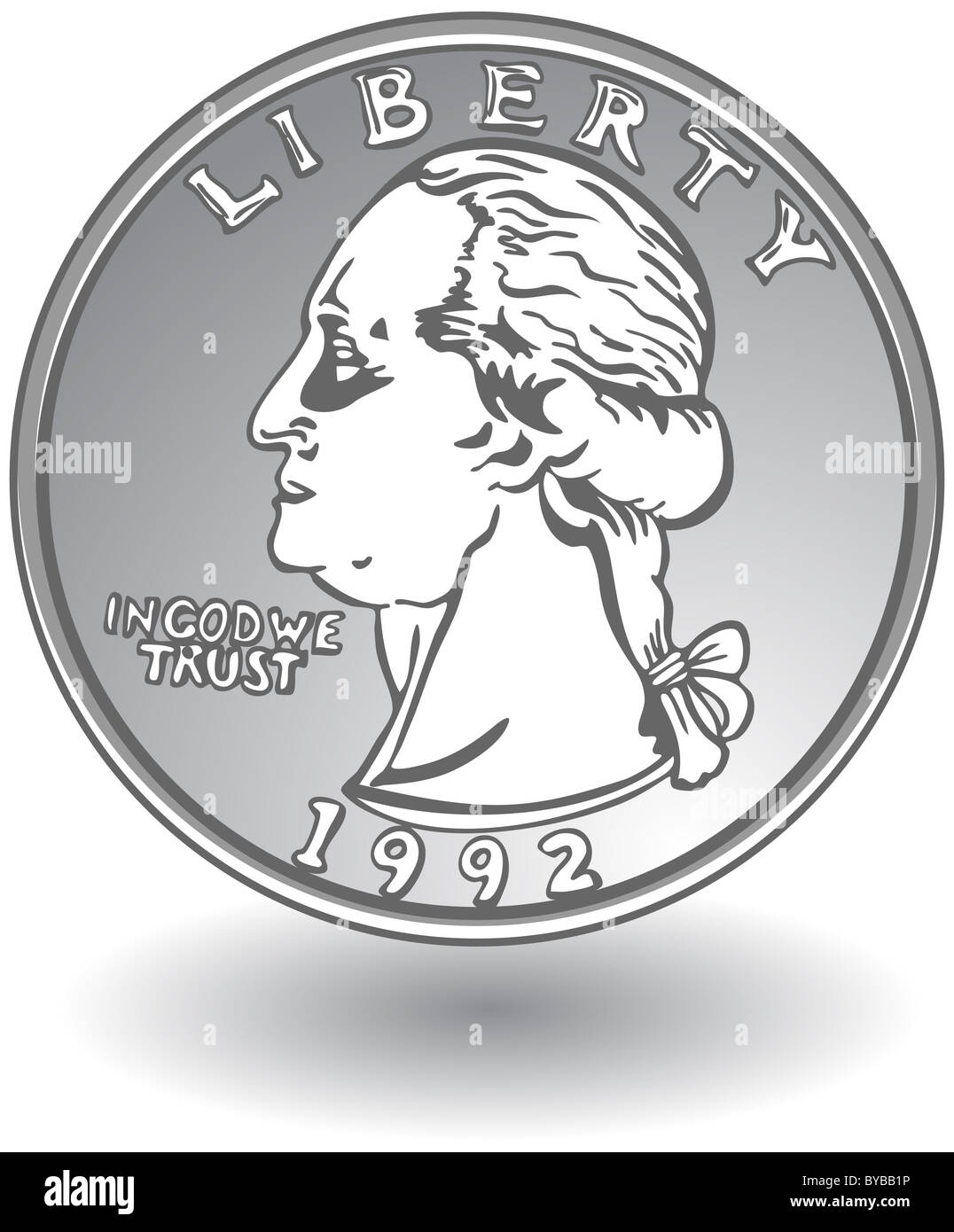 3D image of a quarter Stock Photo - Alamy