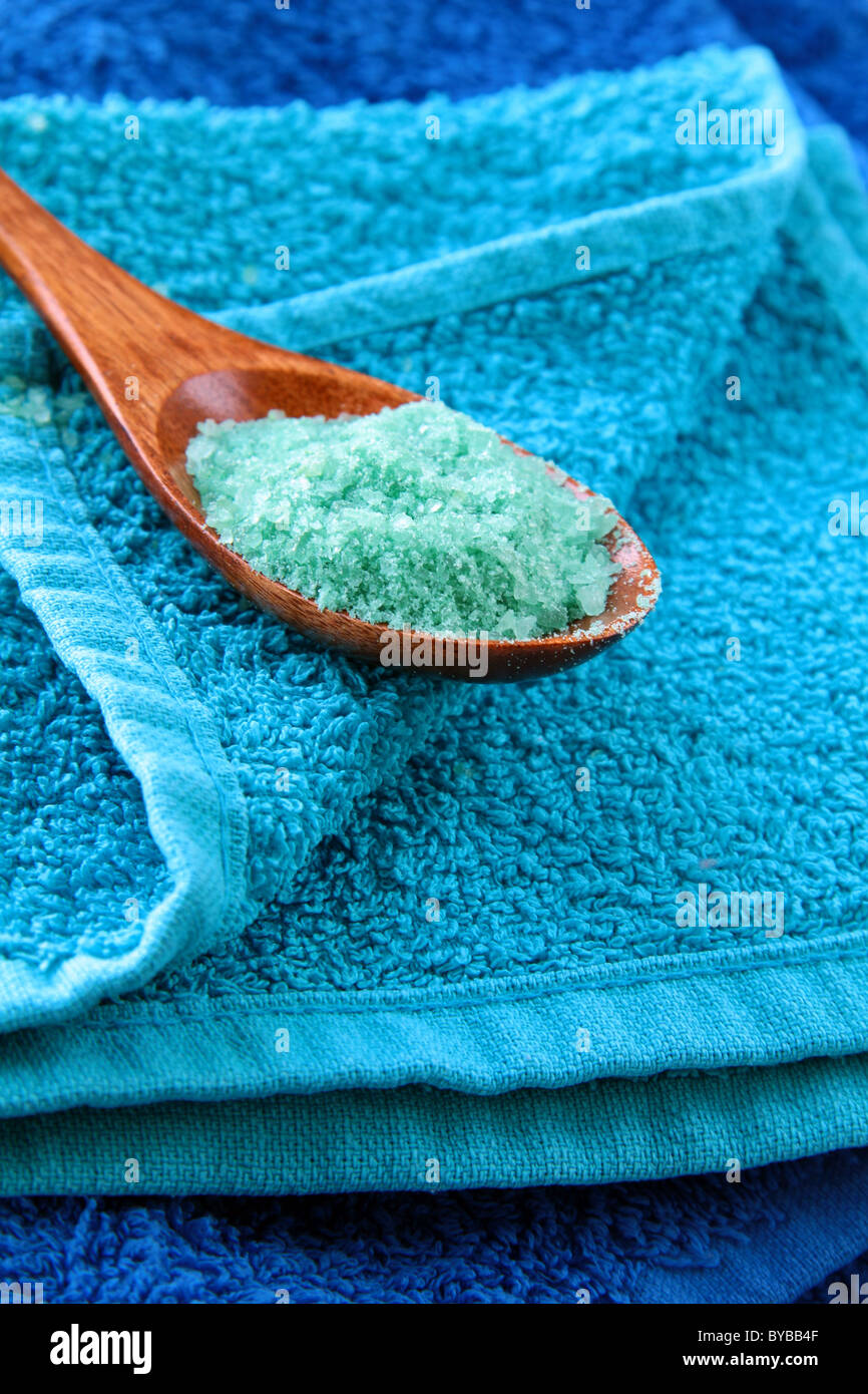 soft beauty blue towel spa concept Stock Photo - Alamy