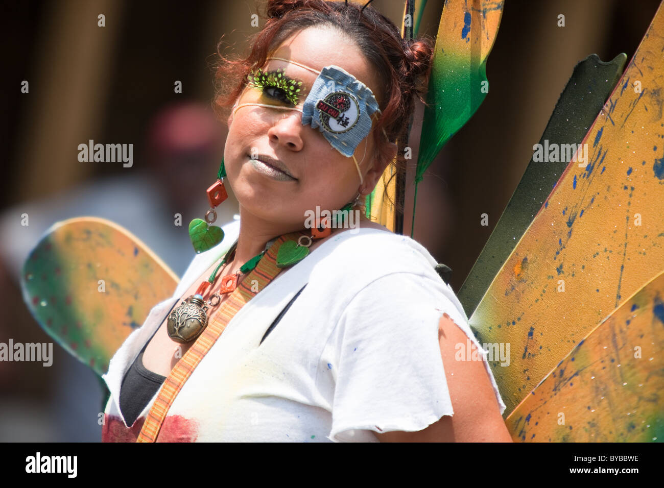 Woman in a butterfly costume at the DC Caribbean Carnival, held ...