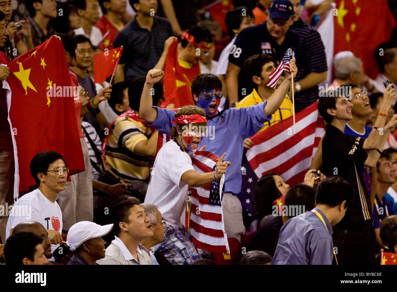 Fans at the USA/China men's basketball game at the 2008 Olympic Summer ...