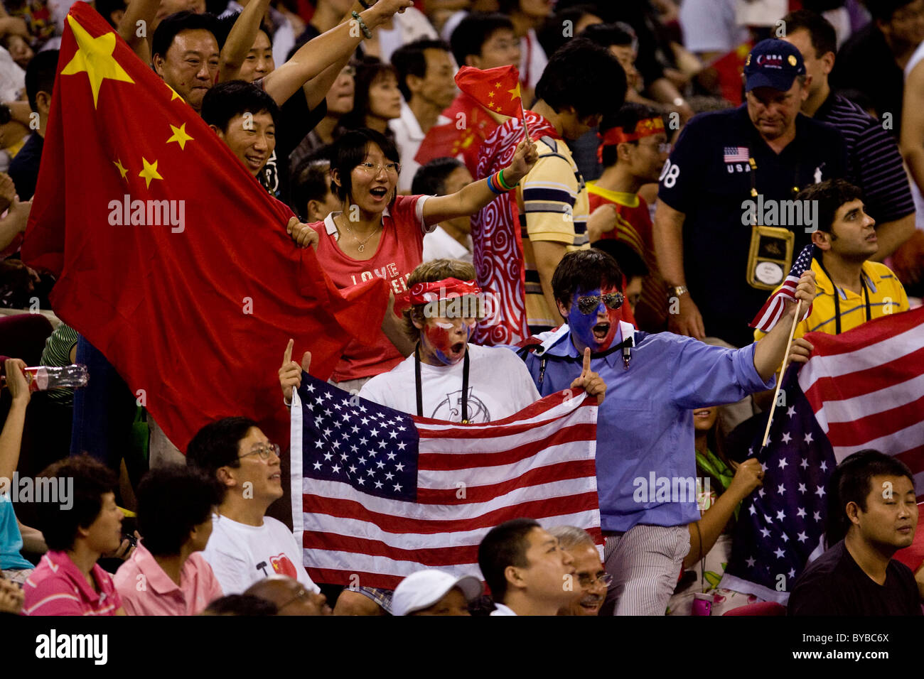 Fans at the USA/China men's basketball game at the 2008 Olympic Summer ...