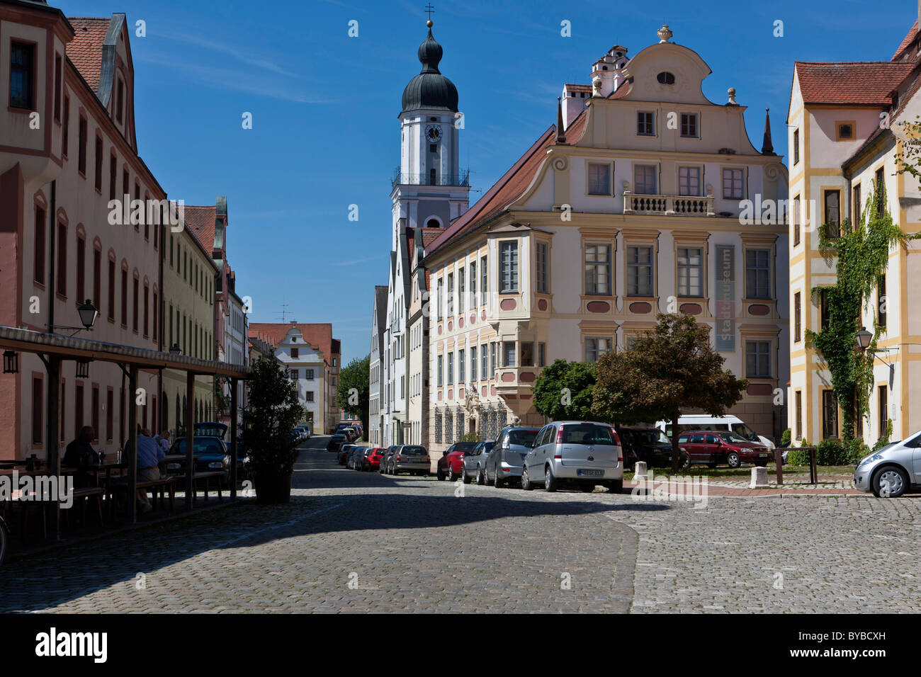 Historic district, church of St. Peter at the back, Neuburg an der ...