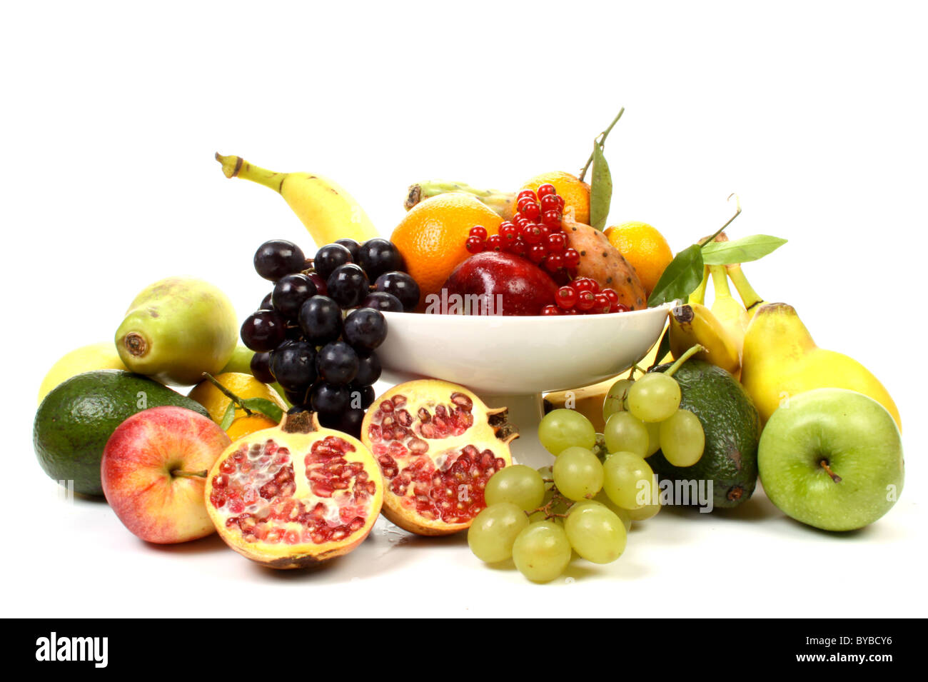 Composition of several fruits on a fruit-dish Stock Photo - Alamy