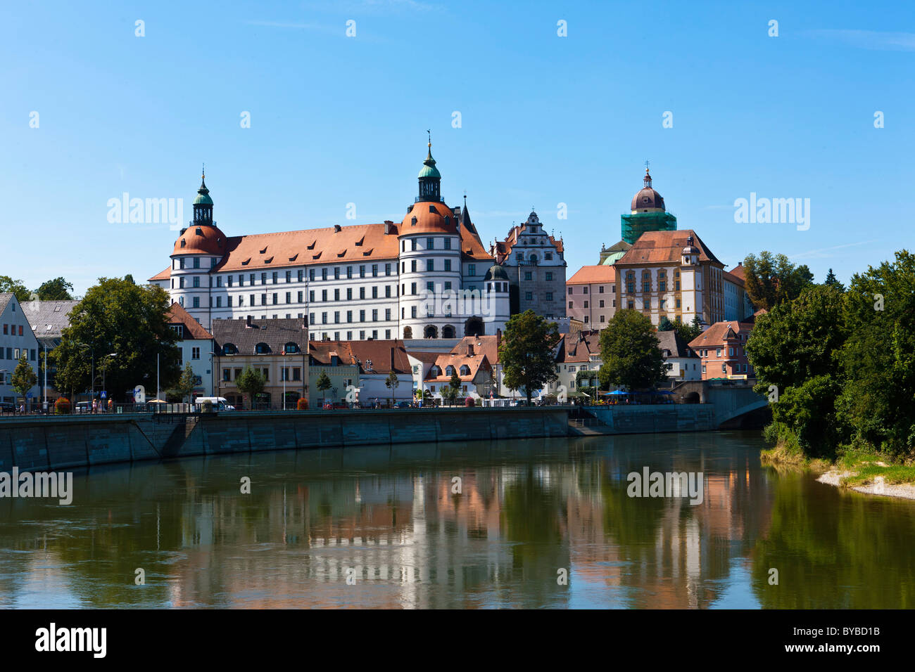 View across the Danube river, Schloss Neuburg castle, Neuburg an der ...