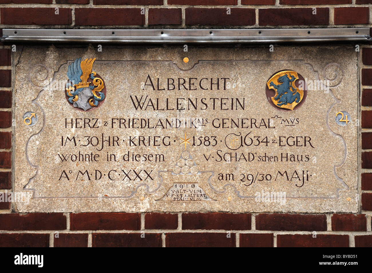 Plaque to General Albrecht Wallenstein, 1583-1634, Weinhof, Ulm, Baden ...