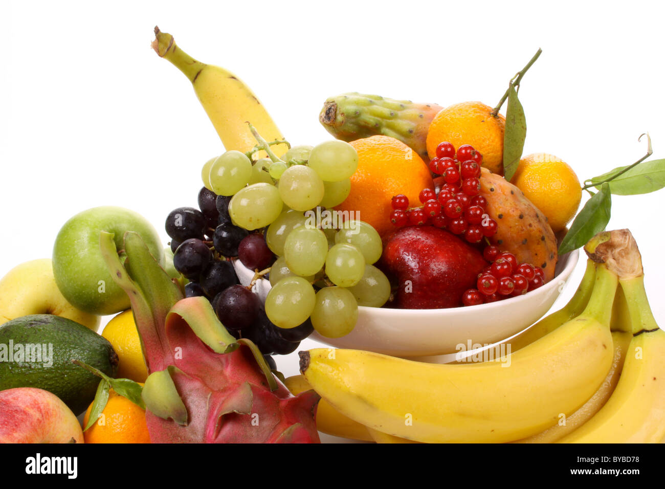 Composition of several fruits on a fruit-dish Stock Photo - Alamy
