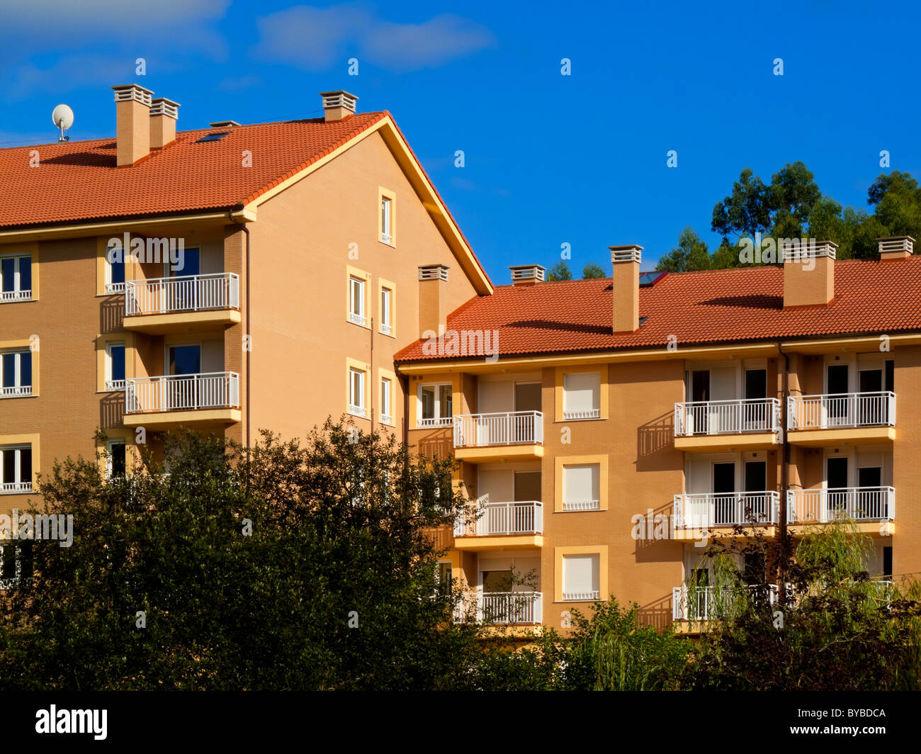Modern urban apartment housing block in northern Spain with flats and ...