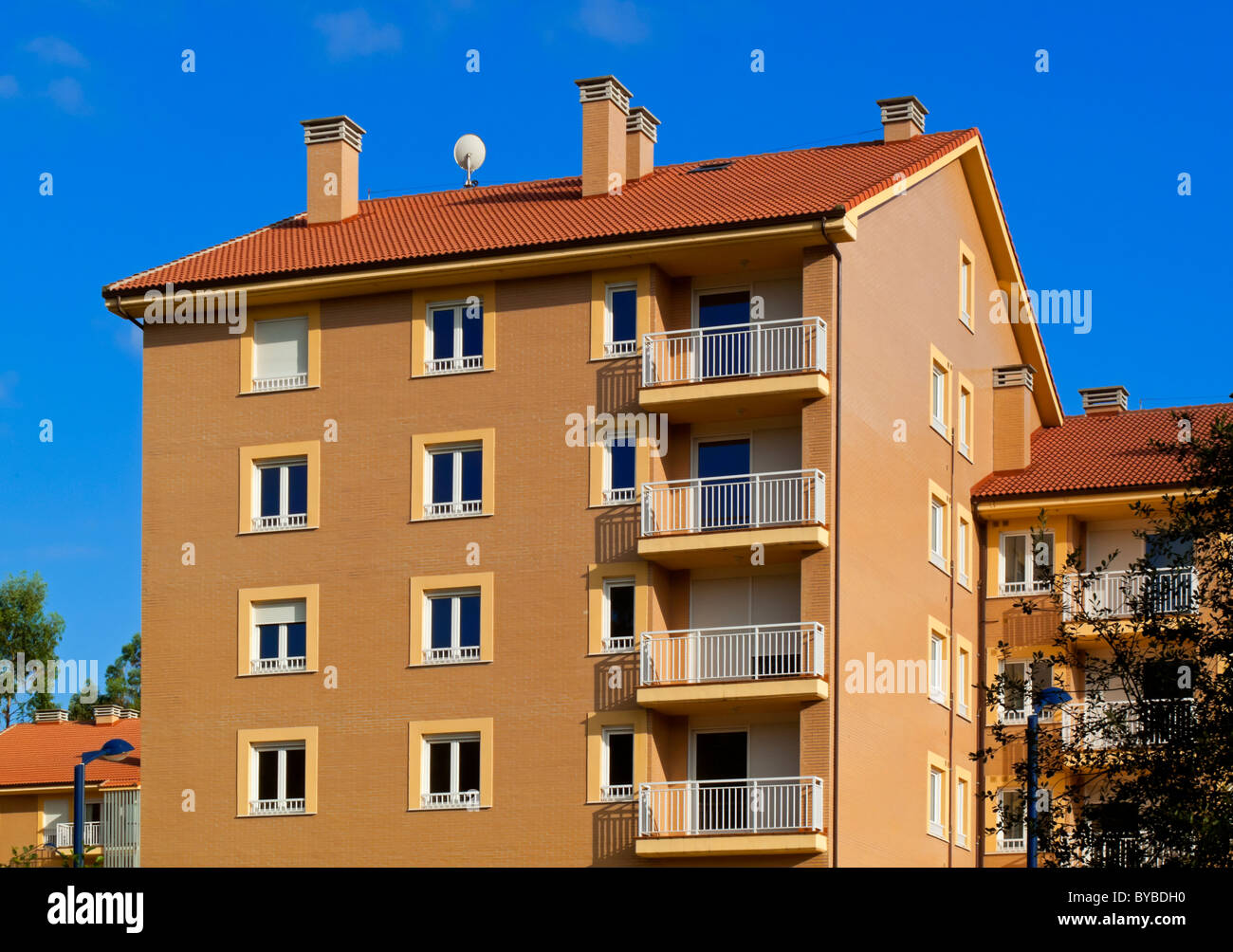 Modern urban apartment housing block in northern Spain with flats and ...