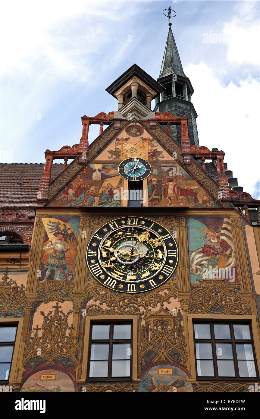 Town hall tower and Astronomical Clock, 1581, city hall, Marktplatz 1 ...