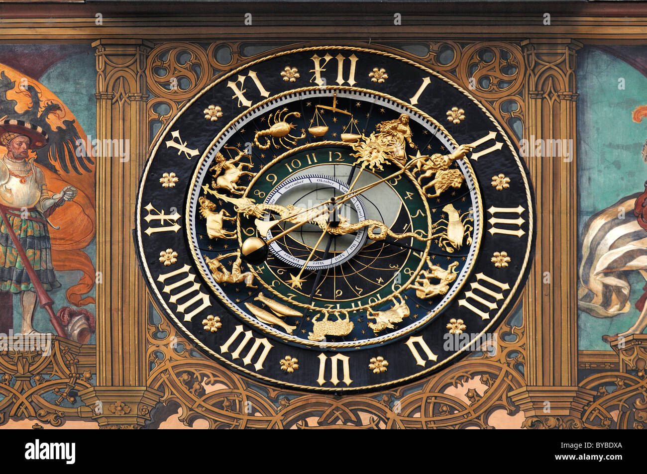 Astronomical Clock, 1581, on the city hall, Marktplatz 1, Ulm, Baden ...