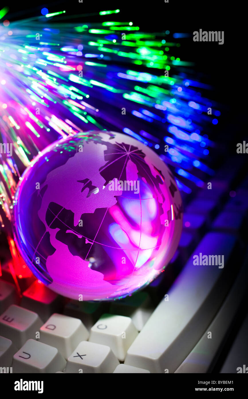 Globe and Computer Keyboard for background Stock Photo - Alamy