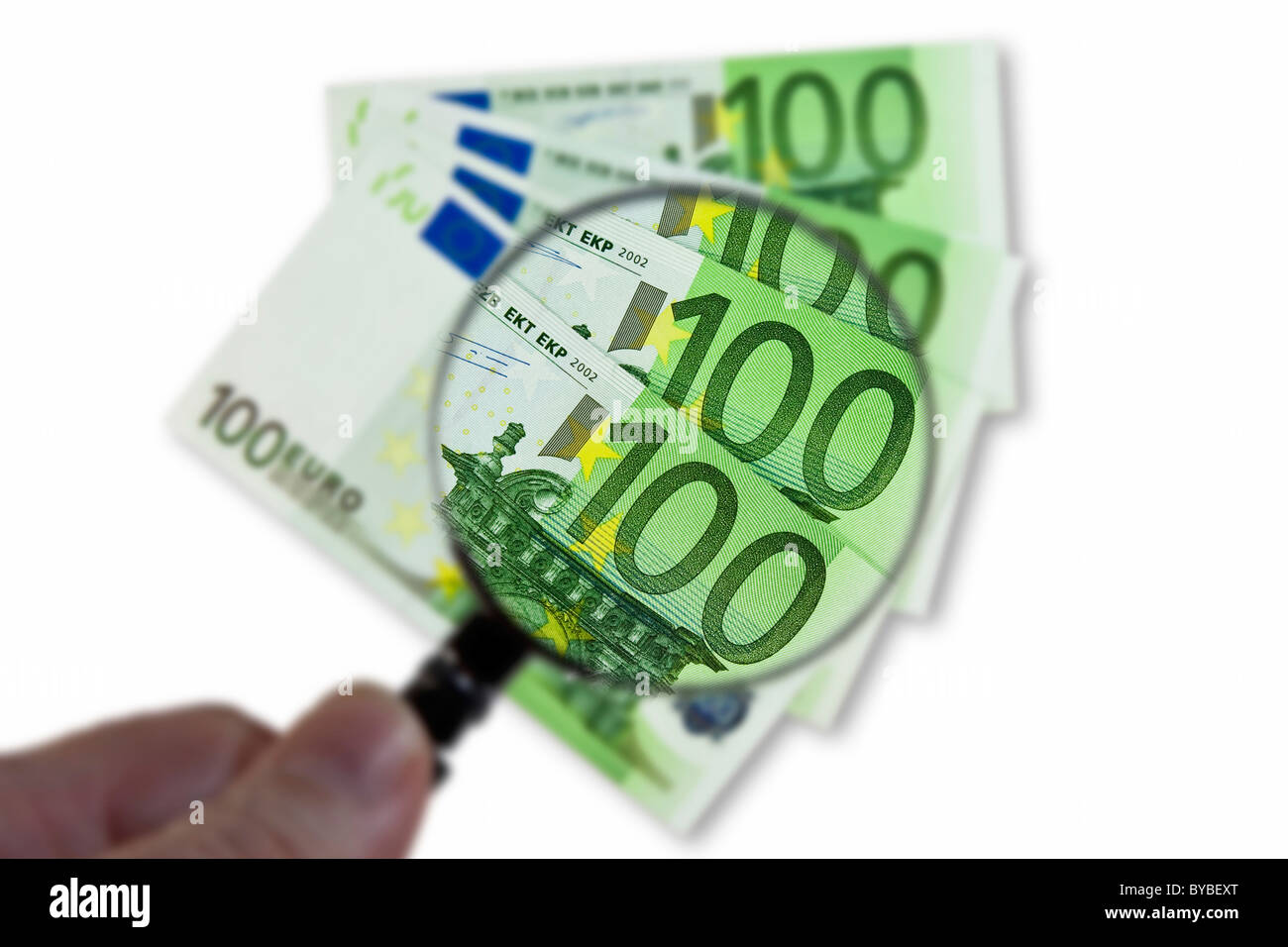 Magnifying glass over banknote hi-res stock photography and images - Alamy