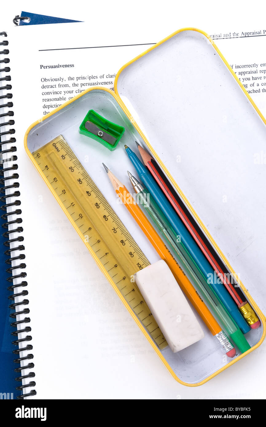 Pen ruler pencil book school hi-res stock photography and images - Alamy