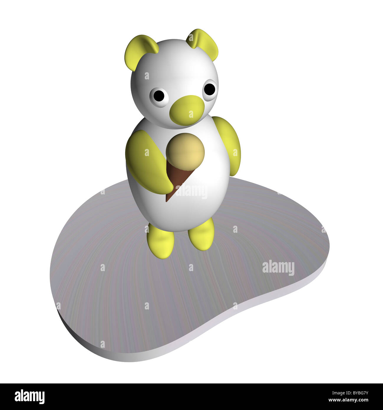 The white bear cub on an ice floe eats ice-cream, 3d, a white ...