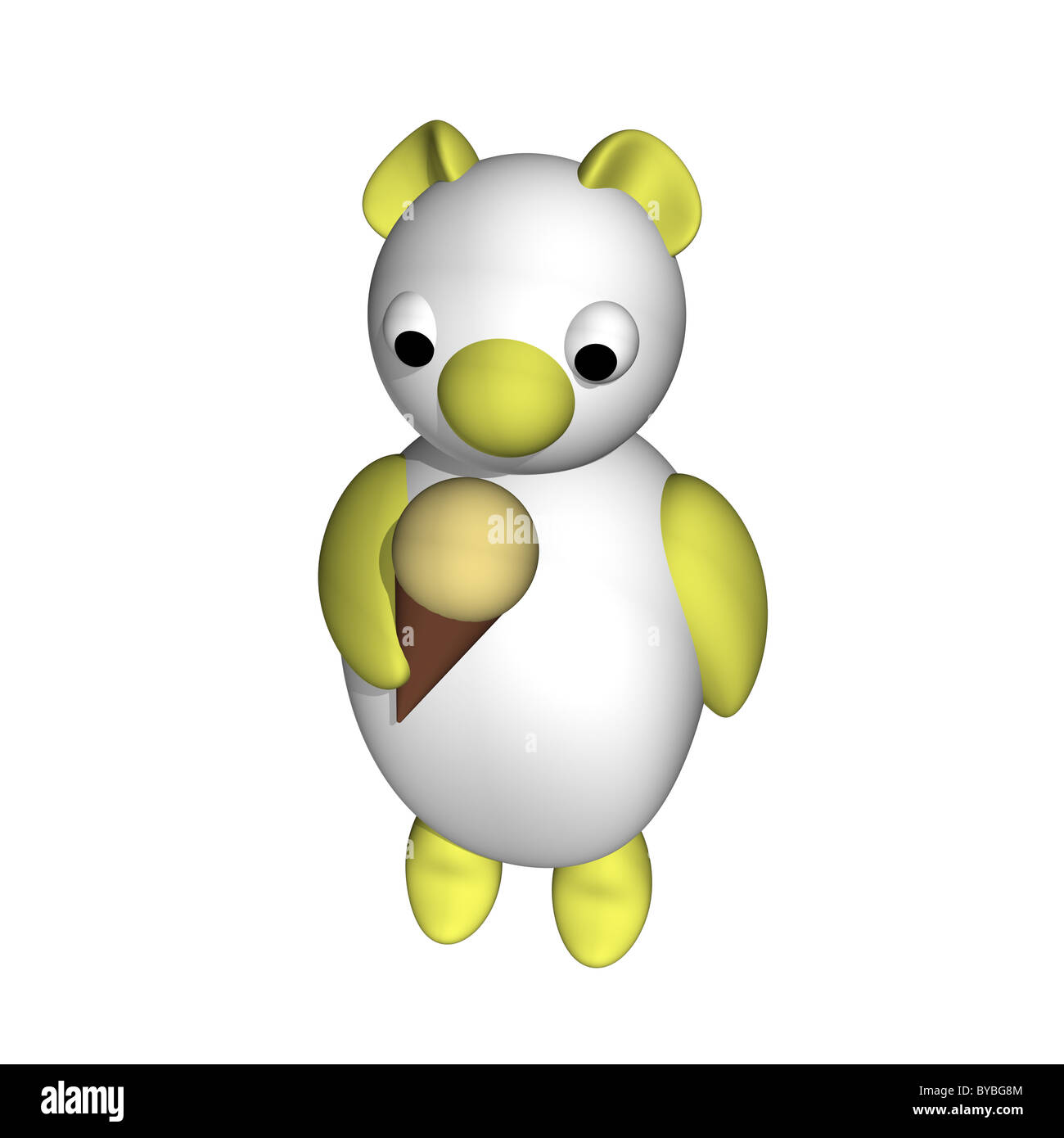 The white bear cub eats ice-cream, 3d, a white background Stock Photo ...