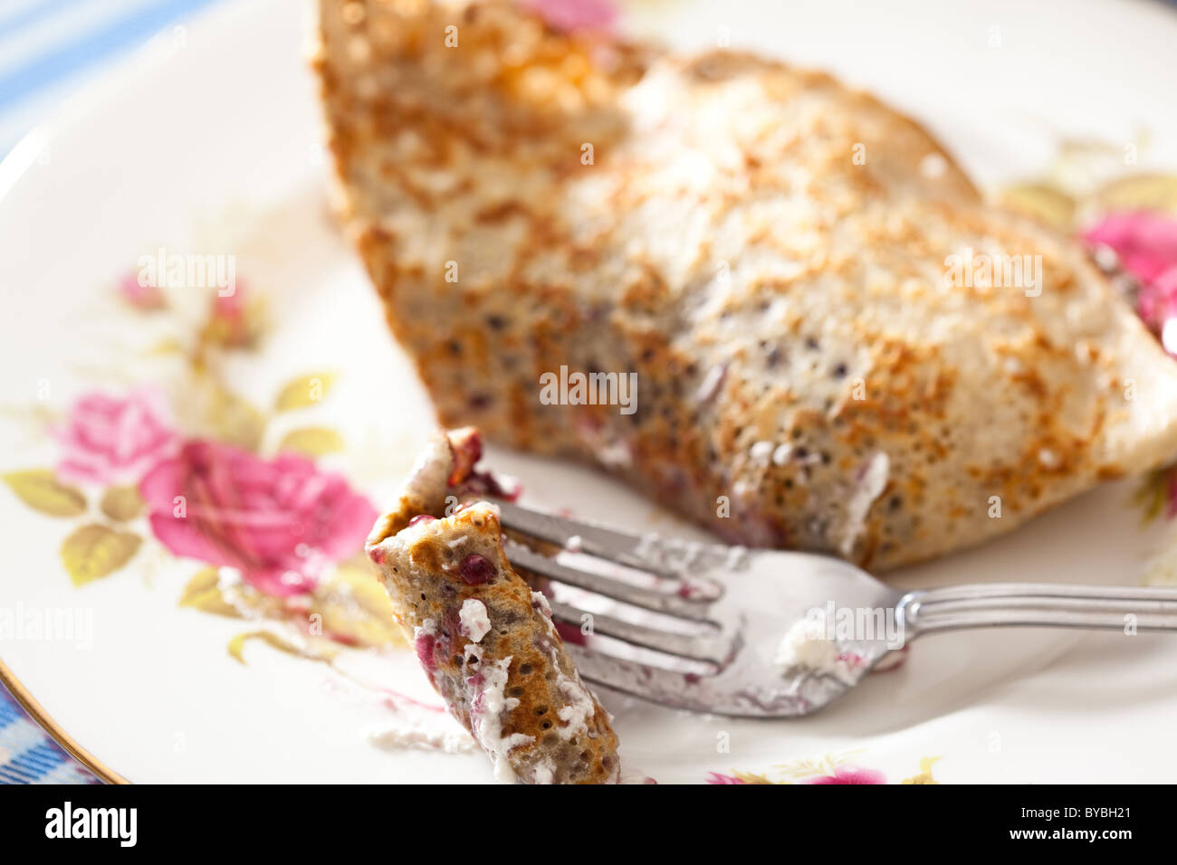 Icelandic pancake (similar to crepes) filled with whipped cream and ...