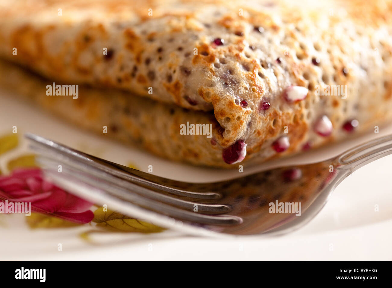 Icelandic pancake (similar to crepes) filled with whipped cream and ...