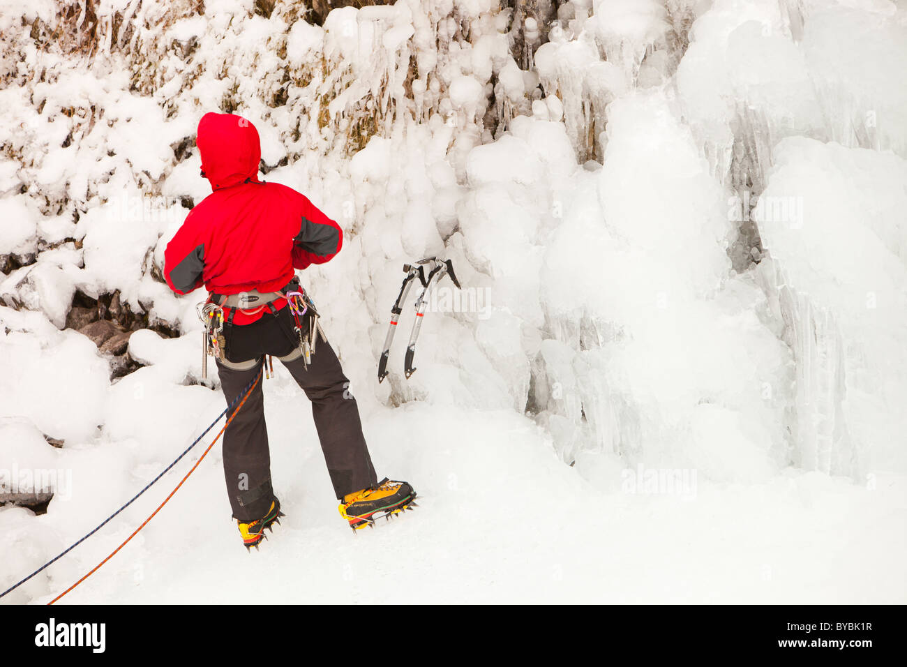Ice on Fisher Place Ghyll in the Lake District, UK, during the December ...