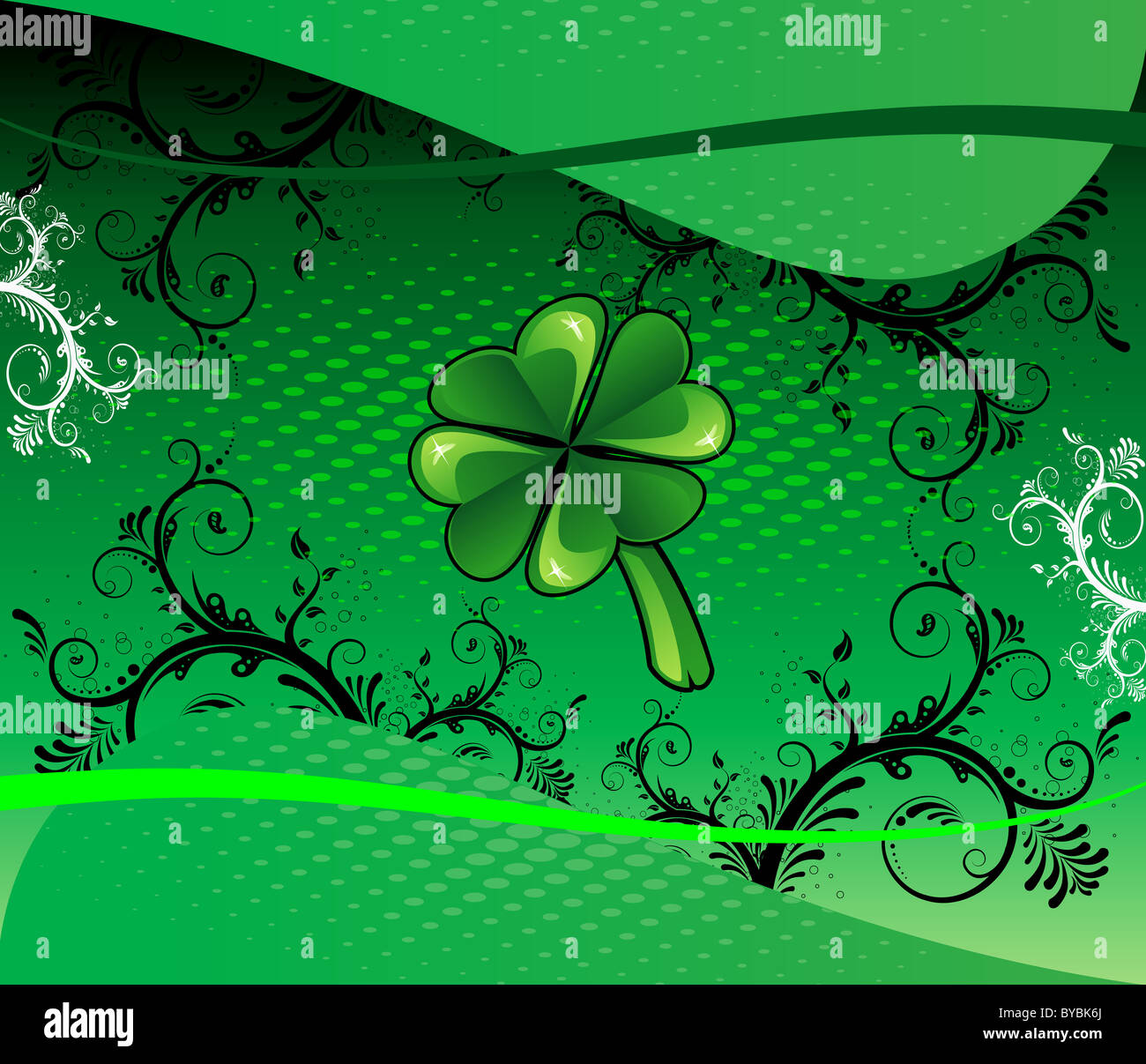 Vector St Patricks Day Background with shamrock and scrolls Stock Photo ...