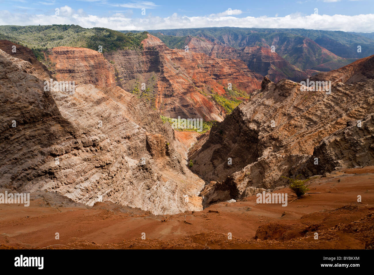 Pu'u Hina Hina Lookout. The canyon cut by a small stream becomes a ...