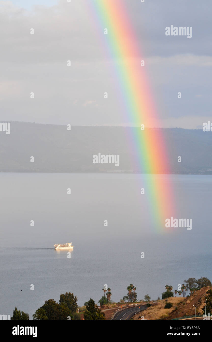 Israel, Tiberias, A rainbow on the Sea of Galilee Stock Photo - Alamy