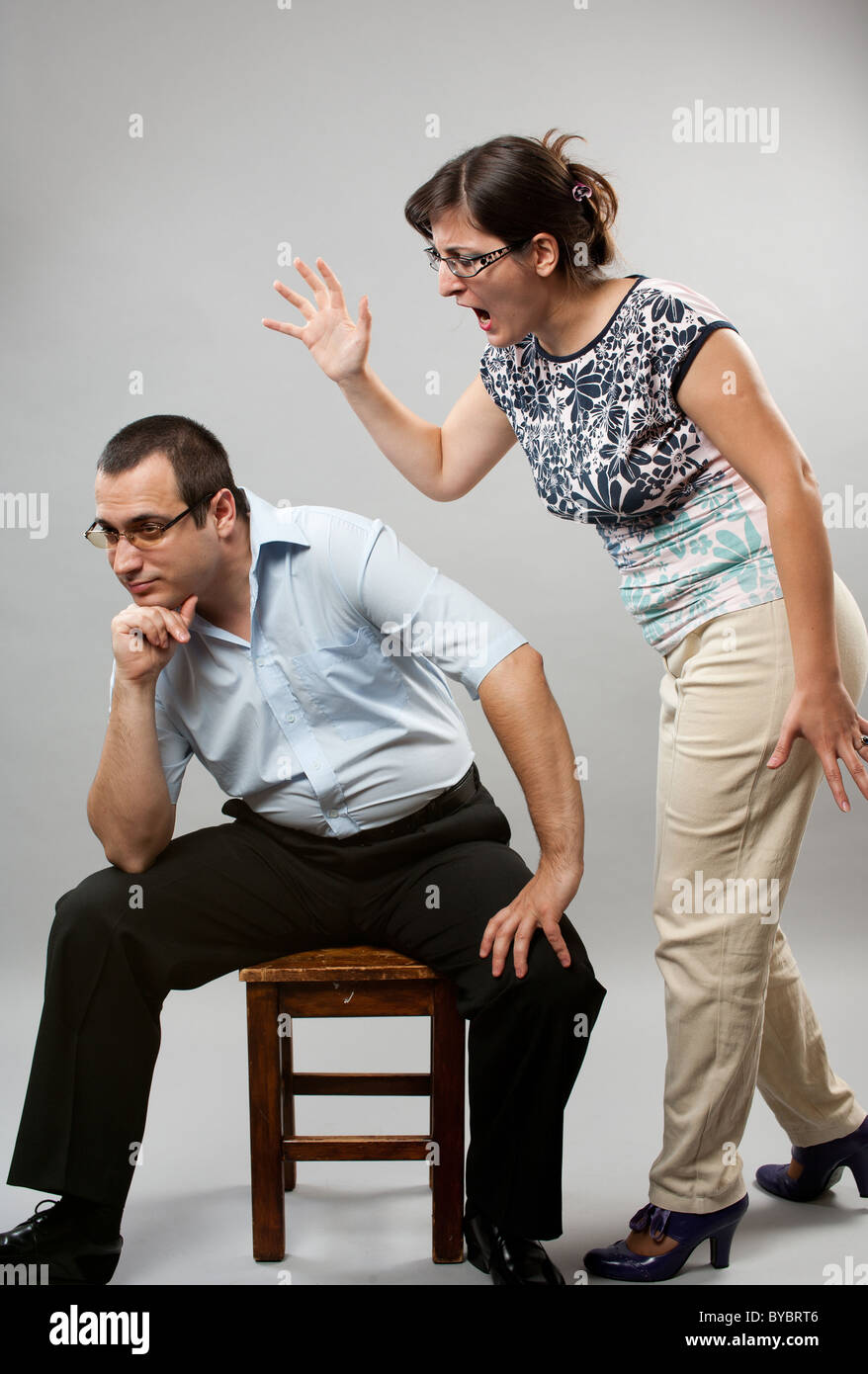 Domestic fight between husband and wife, studio shot Stock Photo - Alamy
