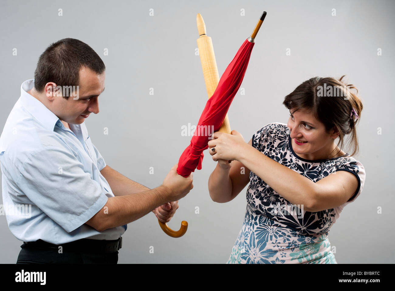 Domestic fight between husband and wife, studio shot Stock Photo - Alamy