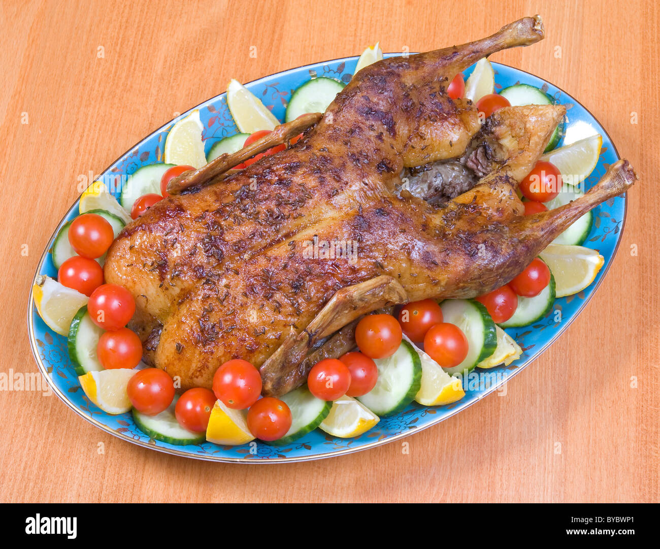 Roasted duck on the table Stock Photo - Alamy