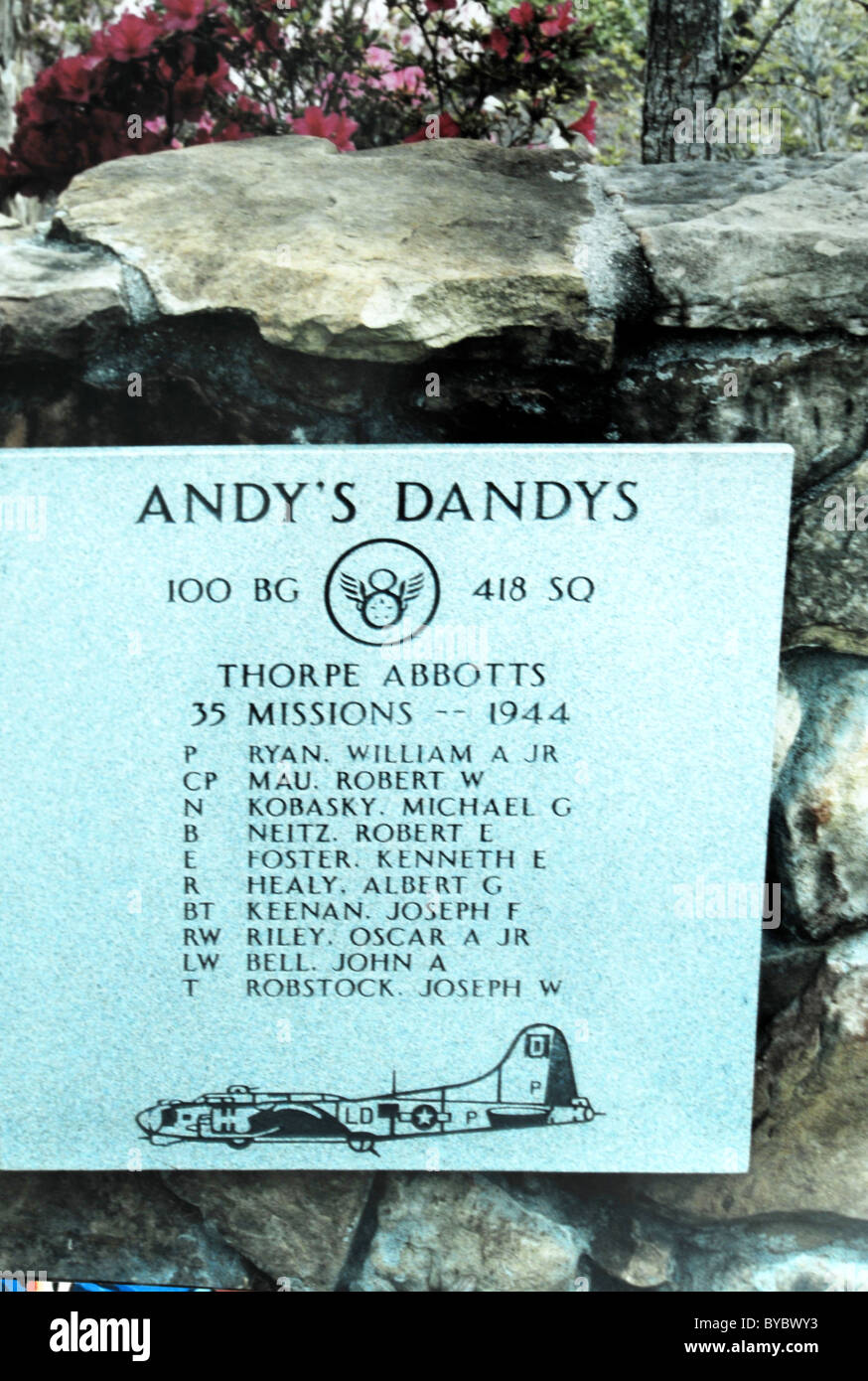Commemorative sign for Andy's Dandys, a WW II B 17 crew Stock Photo - Alamy