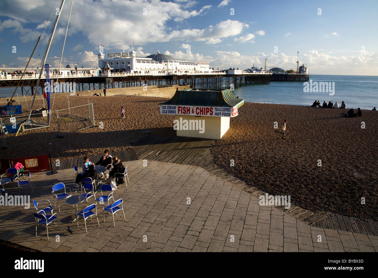 Brighton sea front with Pier, Brighton, East Sussex, England, UK early ...