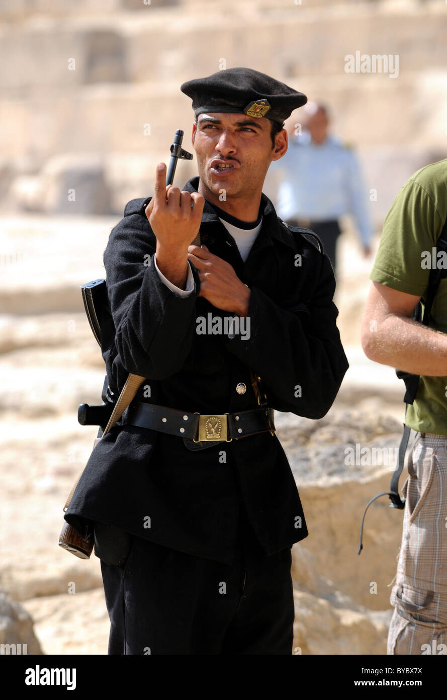 Armed guards, police, at Khafre Pyramid, Egypt Stock Photo - Alamy
