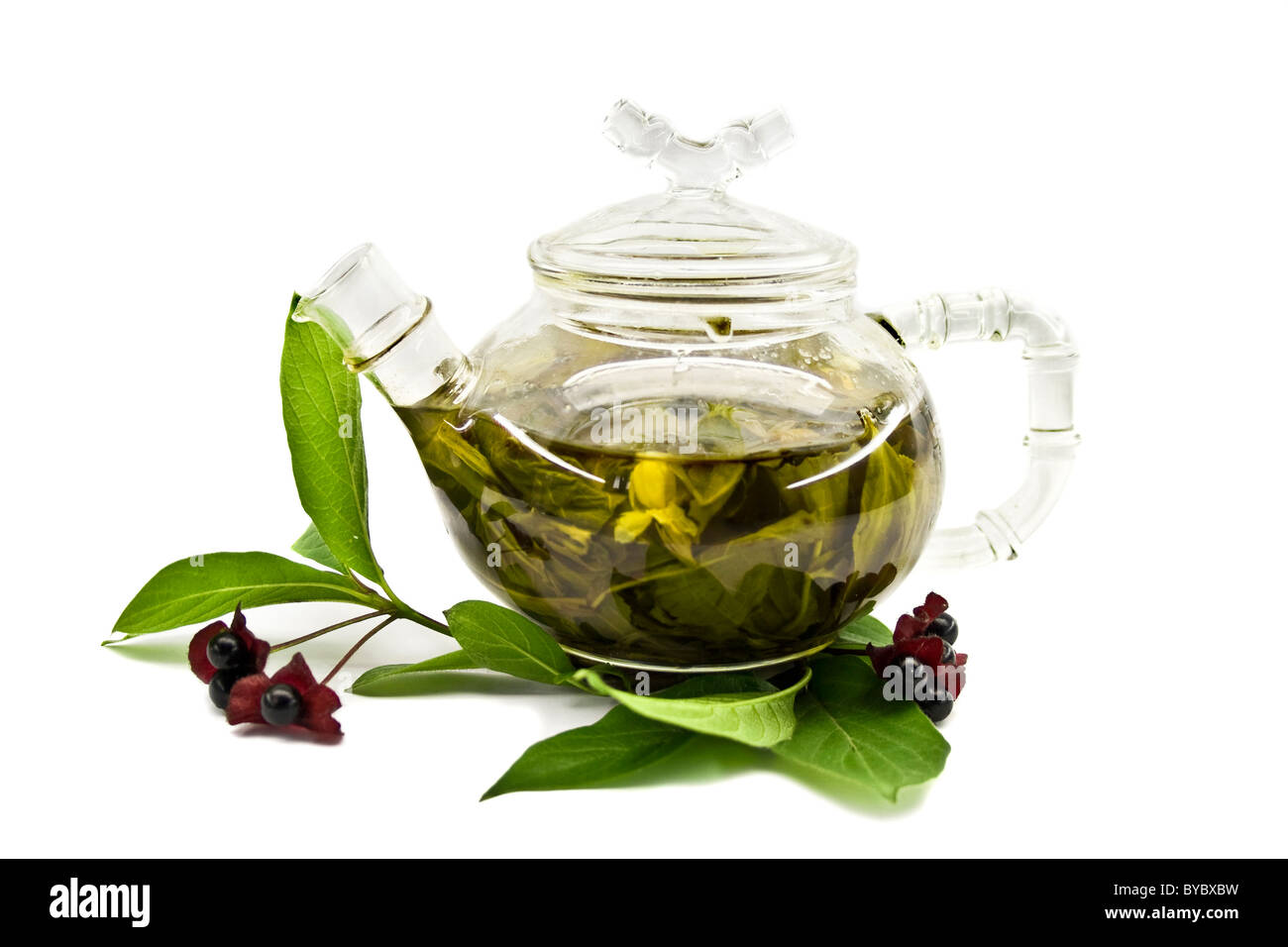 Green tea leaves full Cut Out Stock Images & Pictures - Alamy