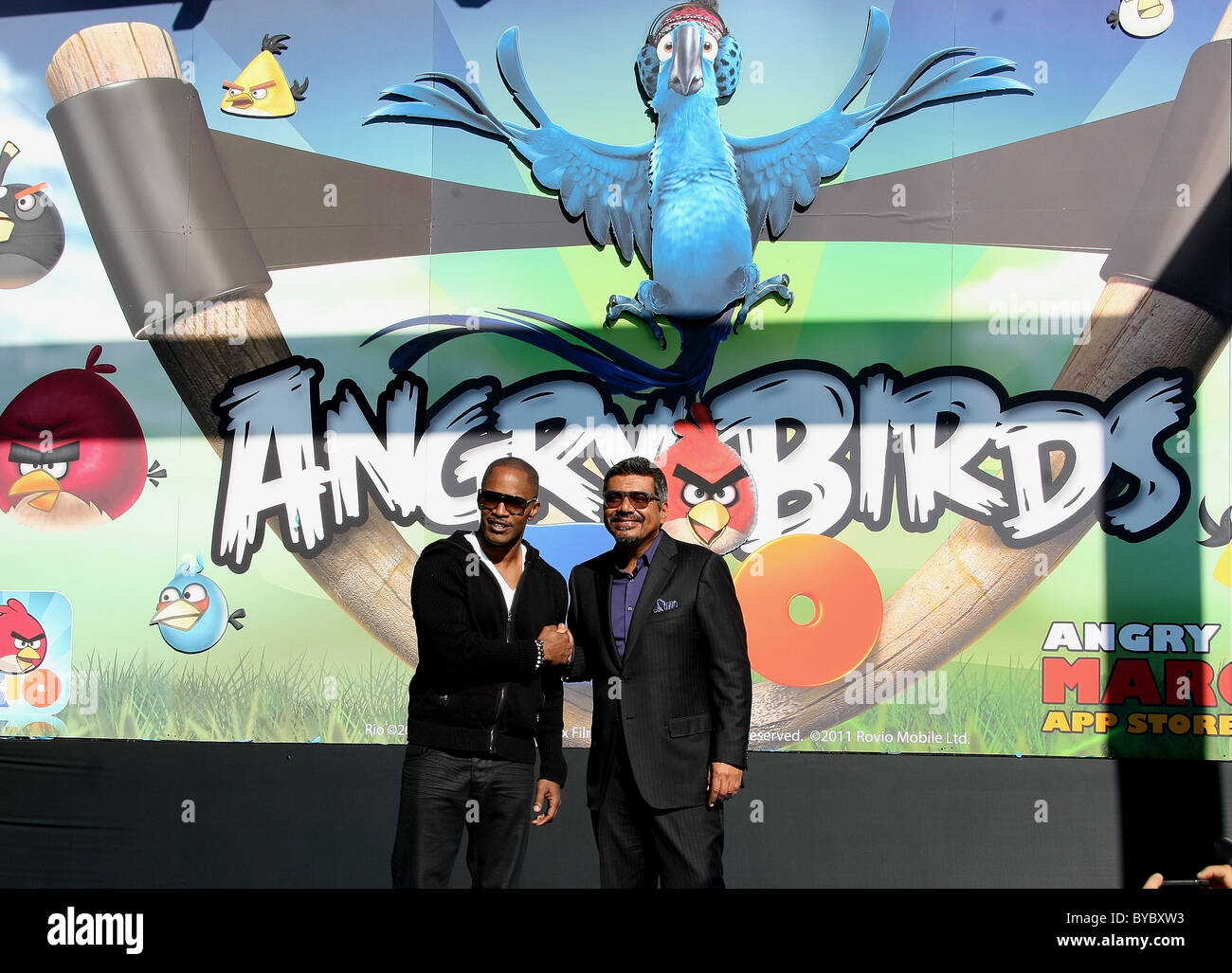 JAMIE FOXX GEORGE LOPEZ RIO ANGRY BIRDS GAME LAUNCH CENTURY CITY LOS ...