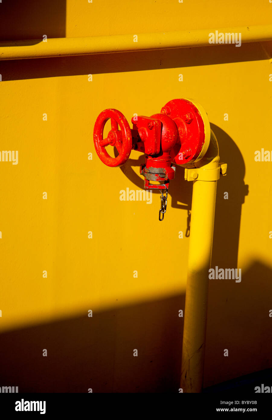 Red fire hydrant outlet at ferryboat Stock Photo - Alamy