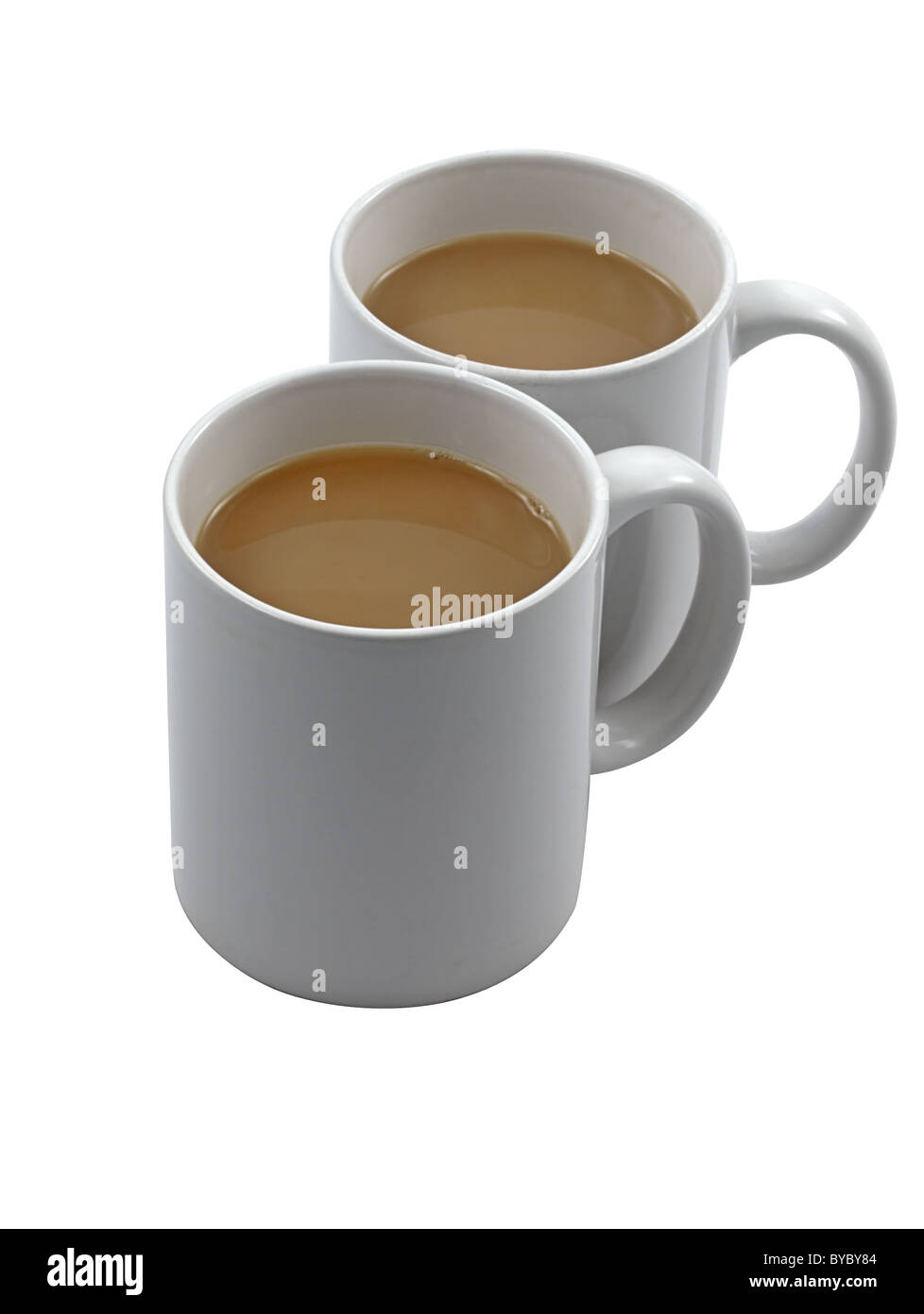 Two white mugs of tea Stock Photo - Alamy