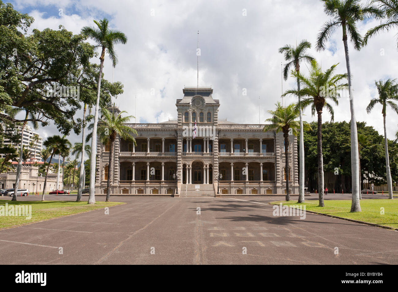 Iolani Palace ceremonial Driveway. This palace was built in 1882 for ...