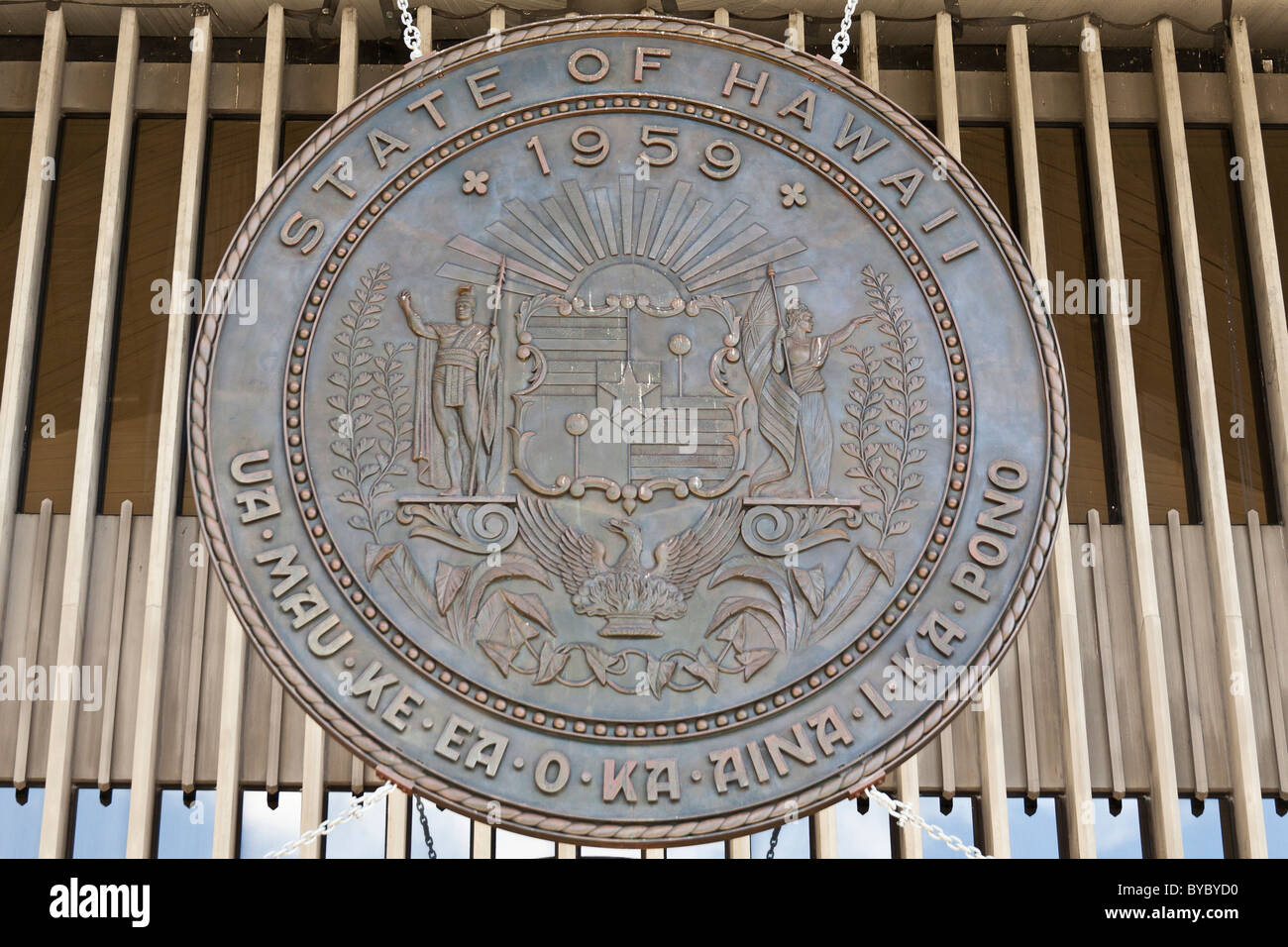 Seal of the State of Hawaii. The large bronze medallion that hangs from ...