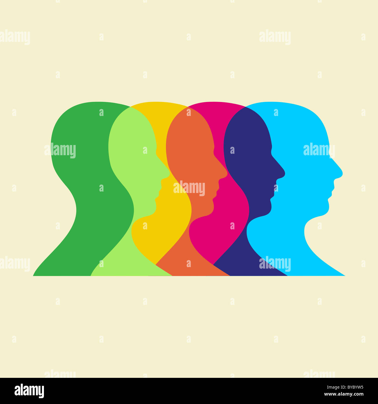 Multicolored human heads interacting. Vector file available Stock Photo ...