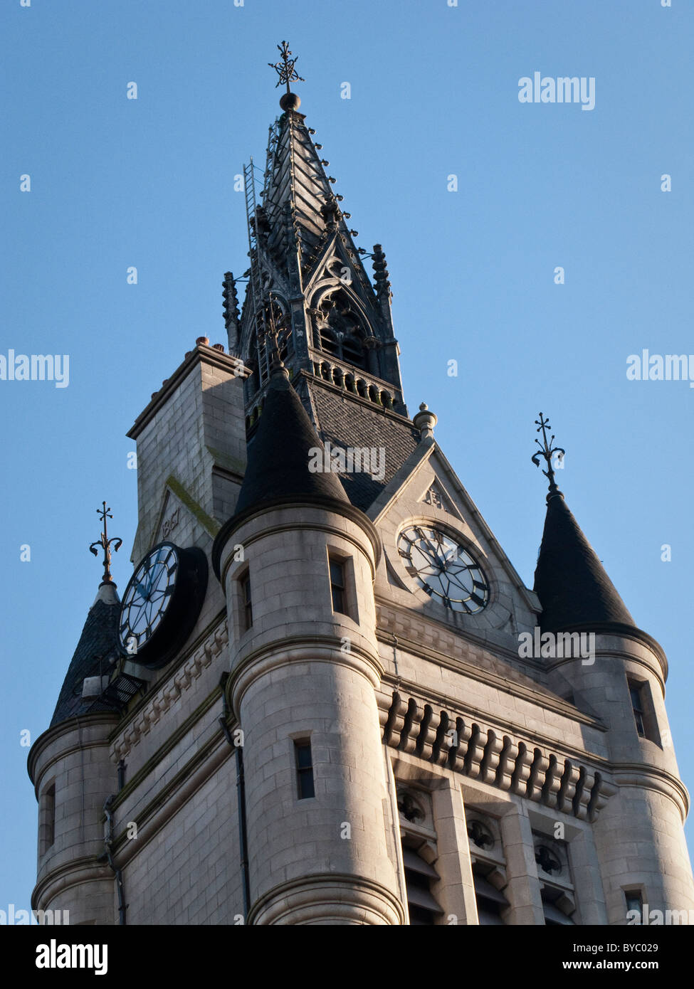 Clock tower of Town House and Sheriff's Court, Aberdeen Stock Photo - Alamy