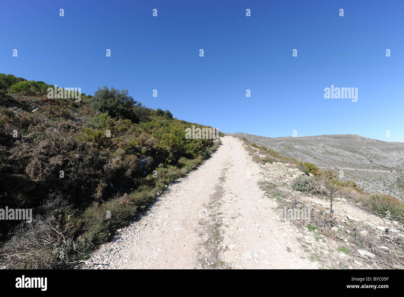 mountain track near Benimaurell, Alicante Province, Valencia, Spain ...