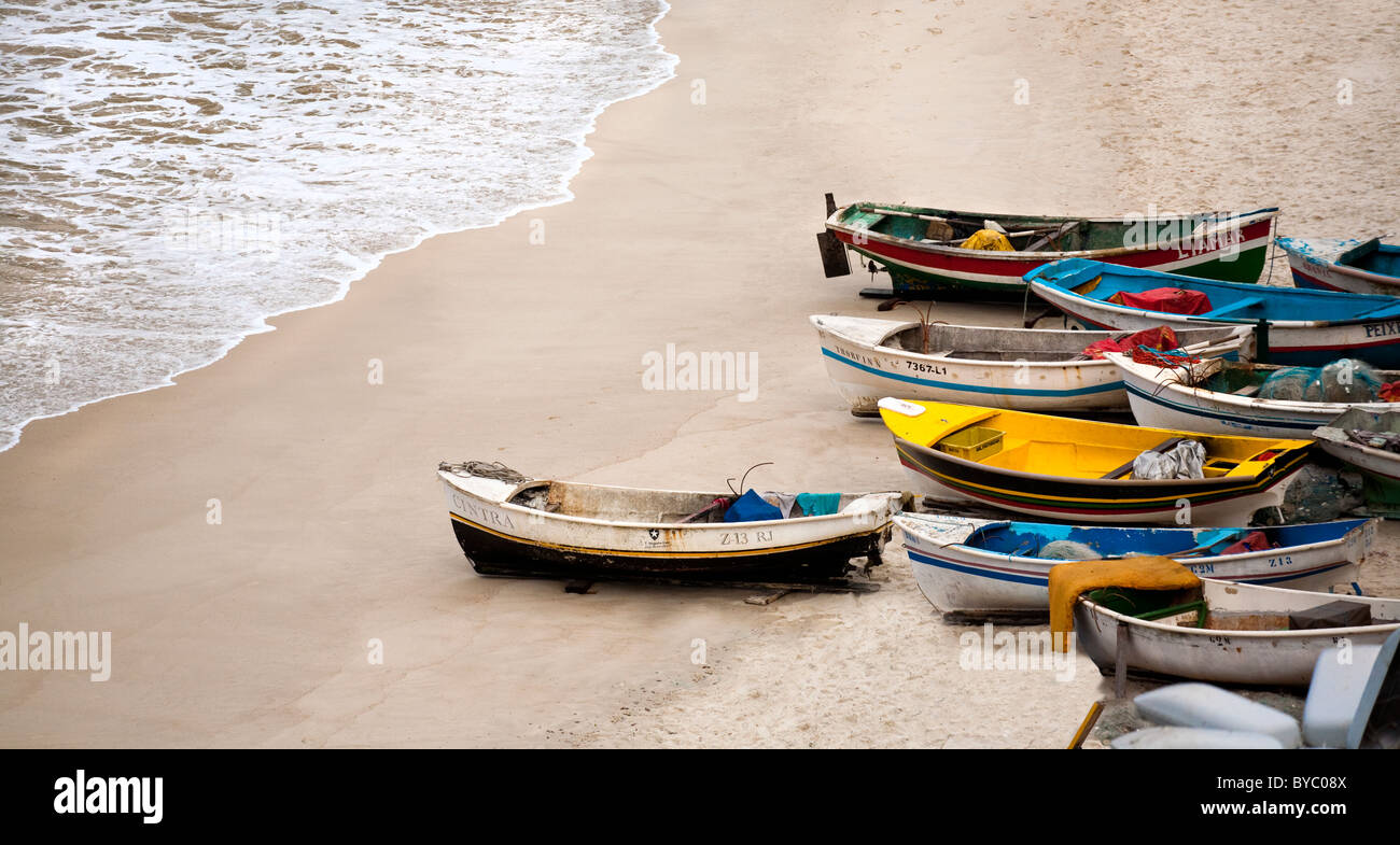 Fishing boats on Copacabana beach, Rio de Janeiro, Brazil, South ...