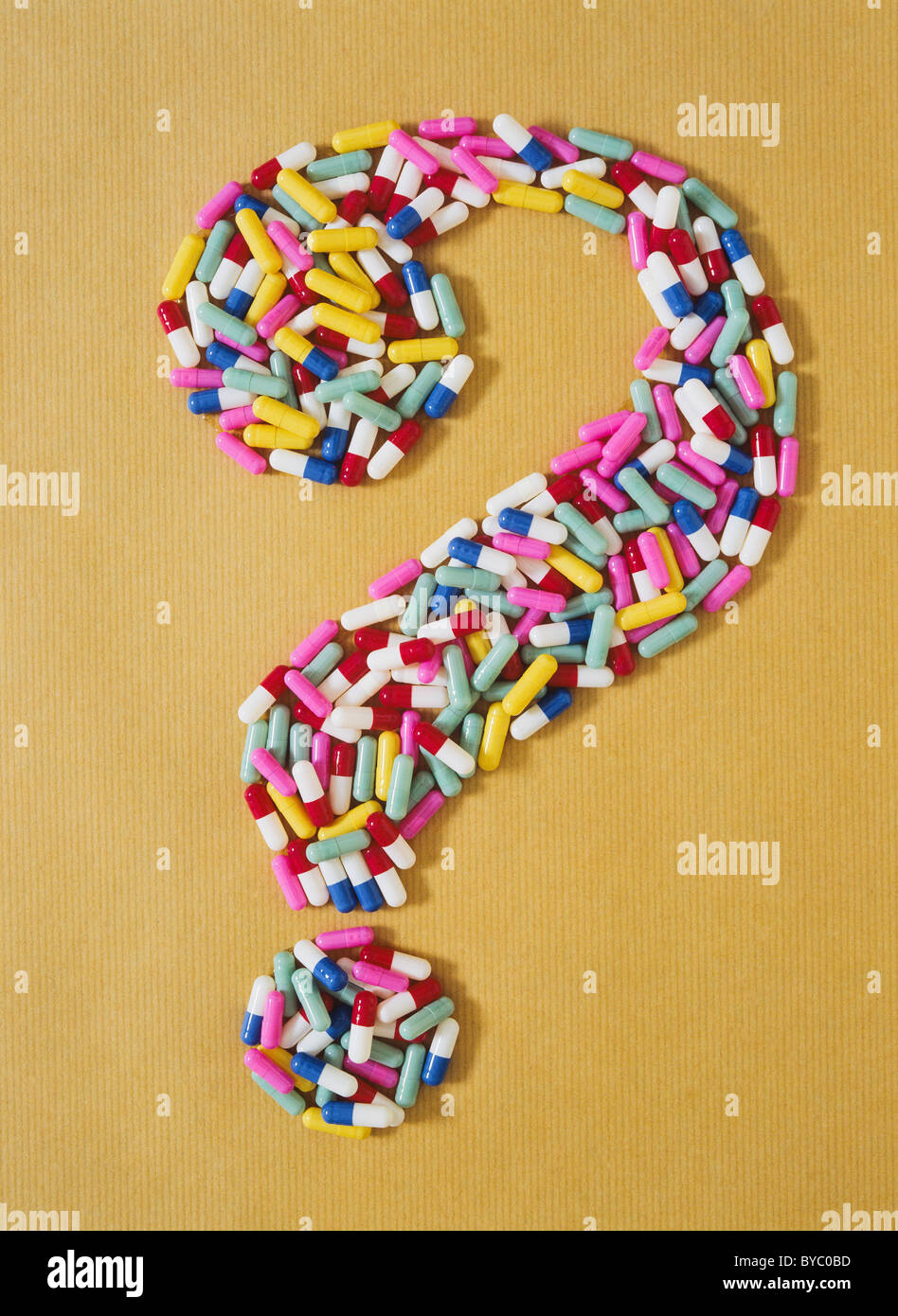 QUESTION MARK MADE WITH PHARMACEUTICAL CAPSULES Stock Photo - Alamy