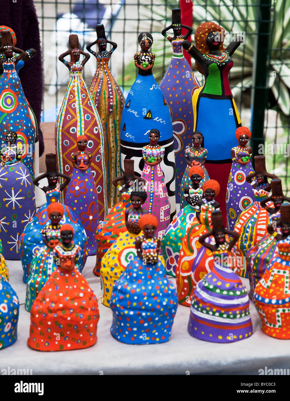 Colourful typical and traditional pottery dolls on sale / display at a ...