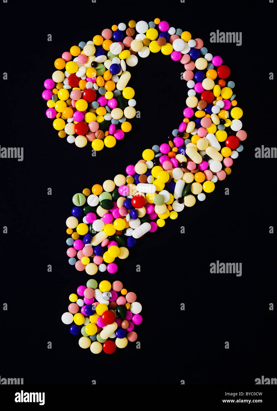 QUESTION MARK MADE WITH PHARMACEUTICAL PILLS AND TABLETS Stock Photo ...