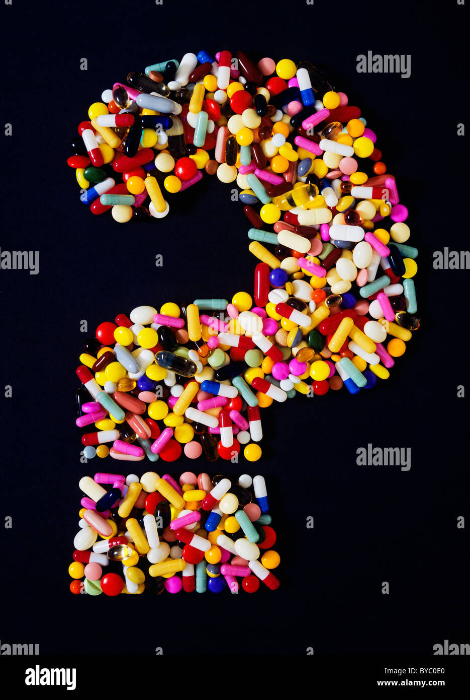 QUESTION MARK MADE WITH PHARMACEUTICAL CAPSULES PILLS & TABLETS Stock ...