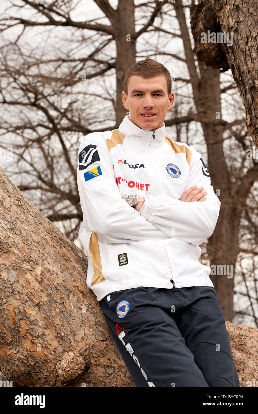 Edin Dzeko, the Bosnian striker, who signed for Manchester City ...