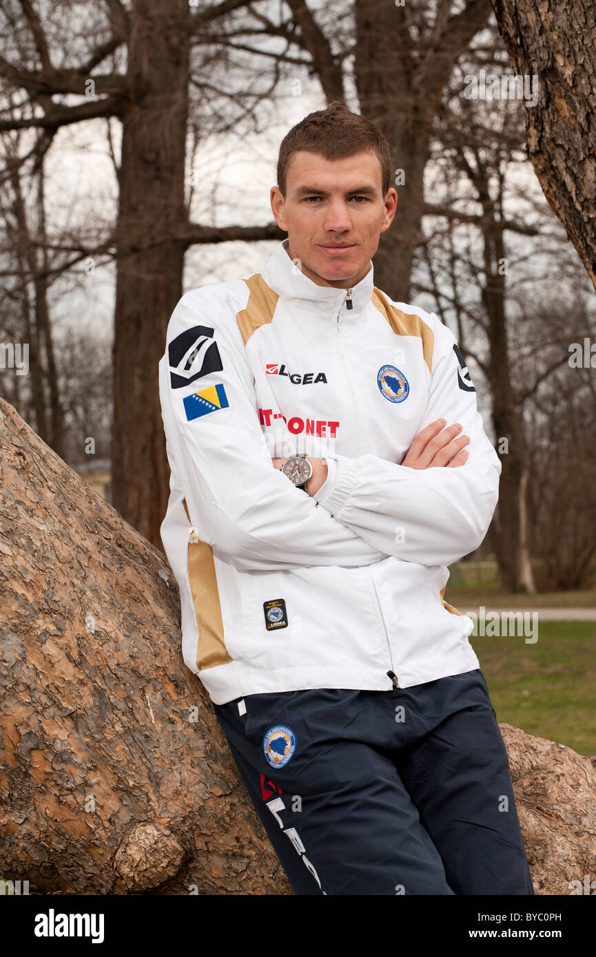 Edin Dzeko, the Bosnian striker, who signed for Manchester City ...