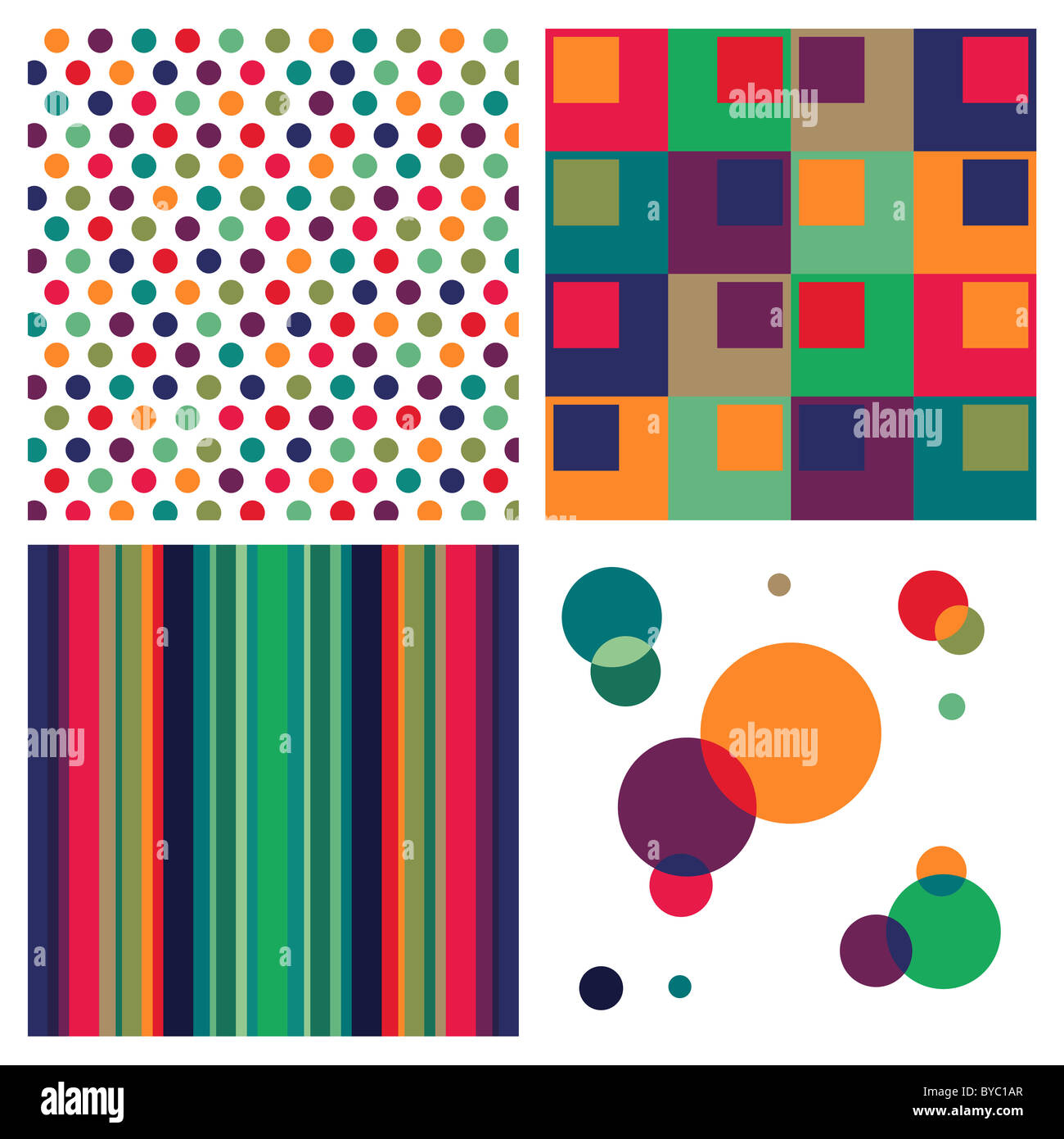 Colorful patchs of miscellaneous designs. Vector illustration ...