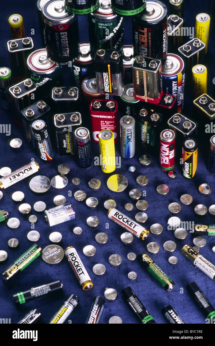 Selection of recyclable batteries Stock Photo - Alamy